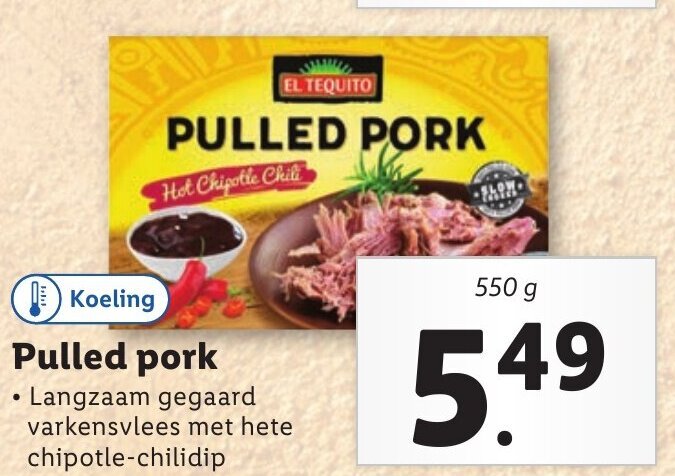 Pulled pork 550g aanbieding bij Lidl