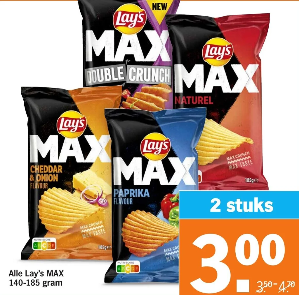 Alle Lay's MAX 140-185 gram aanbieding bij Albert Heijn