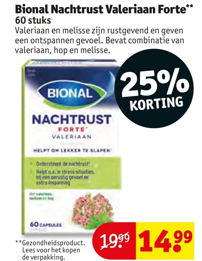Bional Nachtrust Valeriaan Forte aanbieding bij Kruidvat