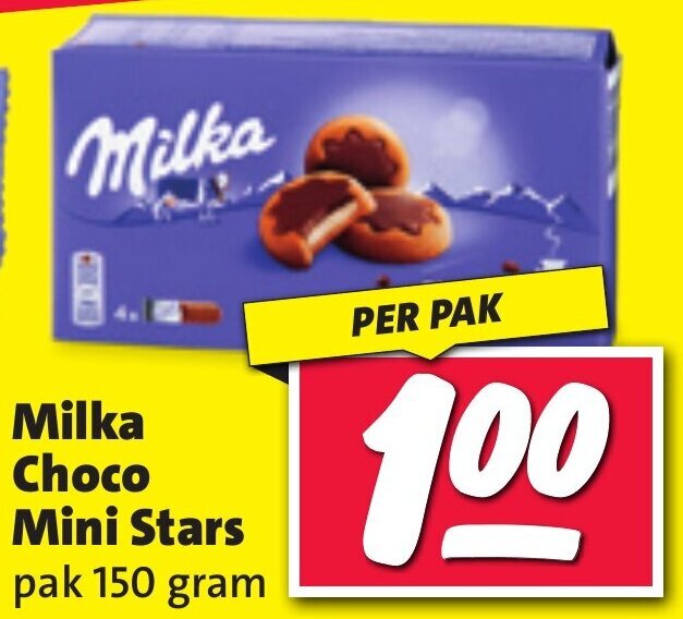Milka Choco Mini Stars pak 150 gram aanbieding bij Nettorama