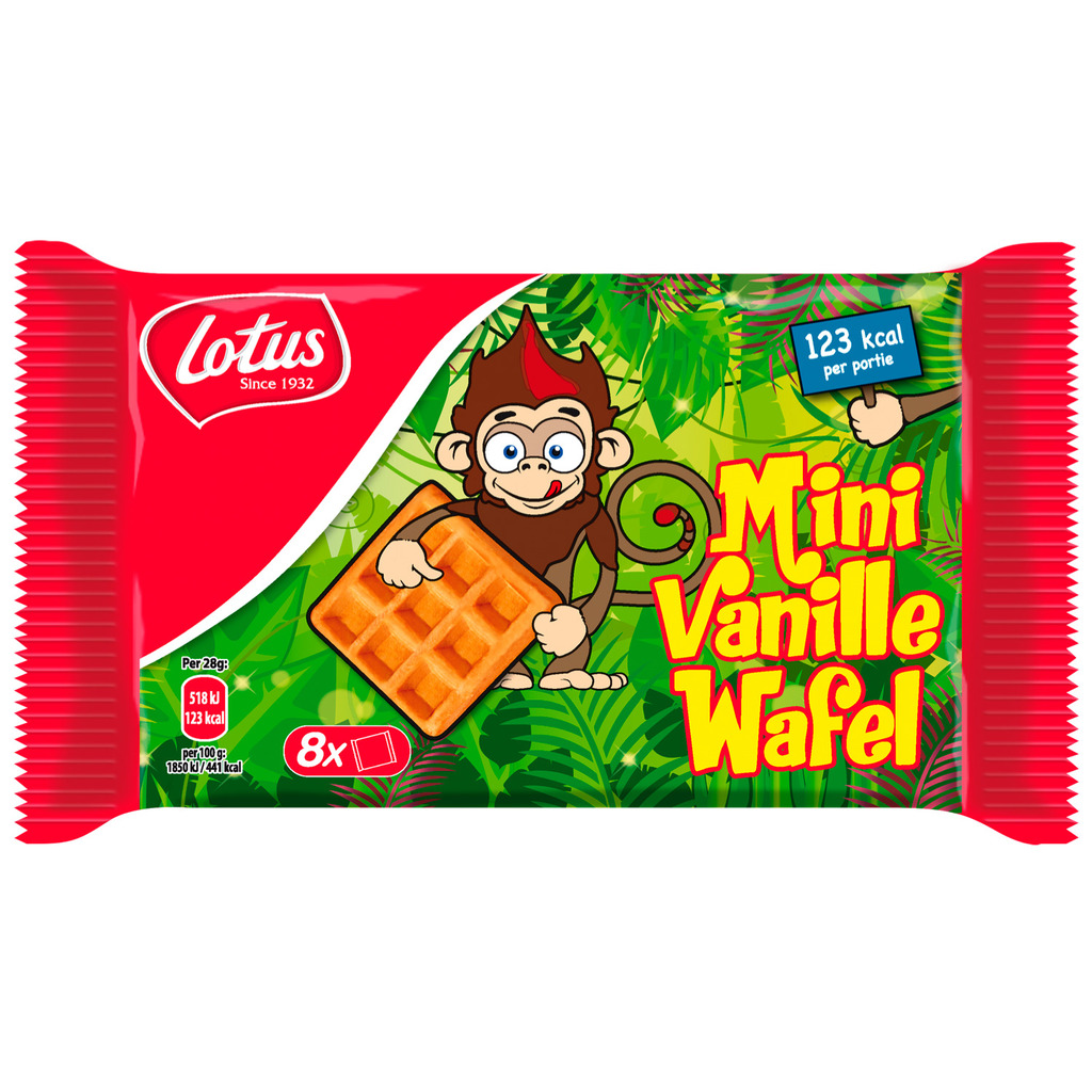 Lotus mini vanille wafels 8 stuks aanbieding bij Dekamarkt