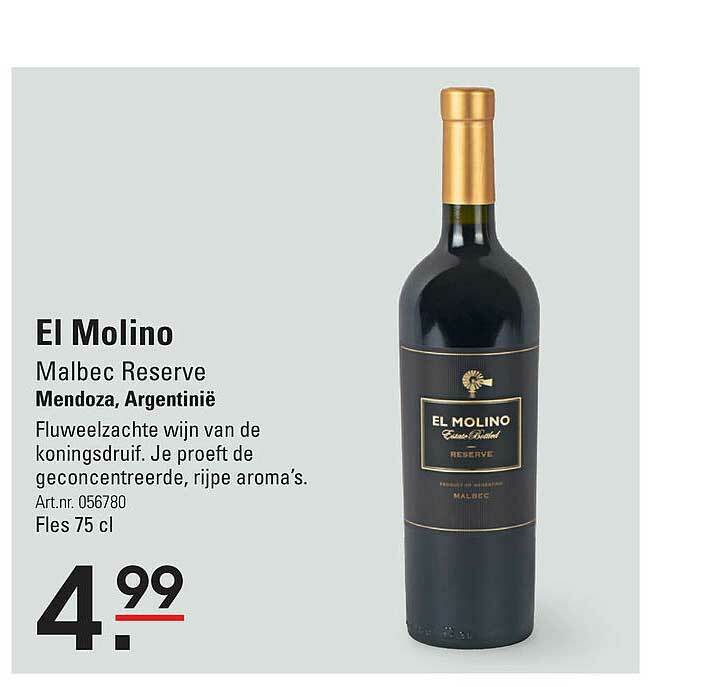 El Molino Malbec Reserve aanbieding bij Sligro