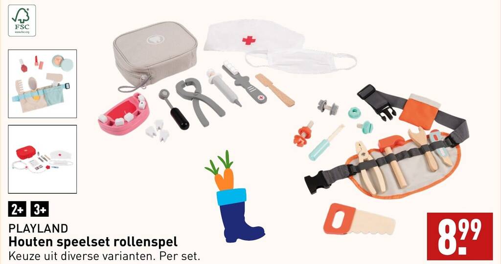 PLAYLAND Houten speelset rollenspel aanbieding bij ALDI