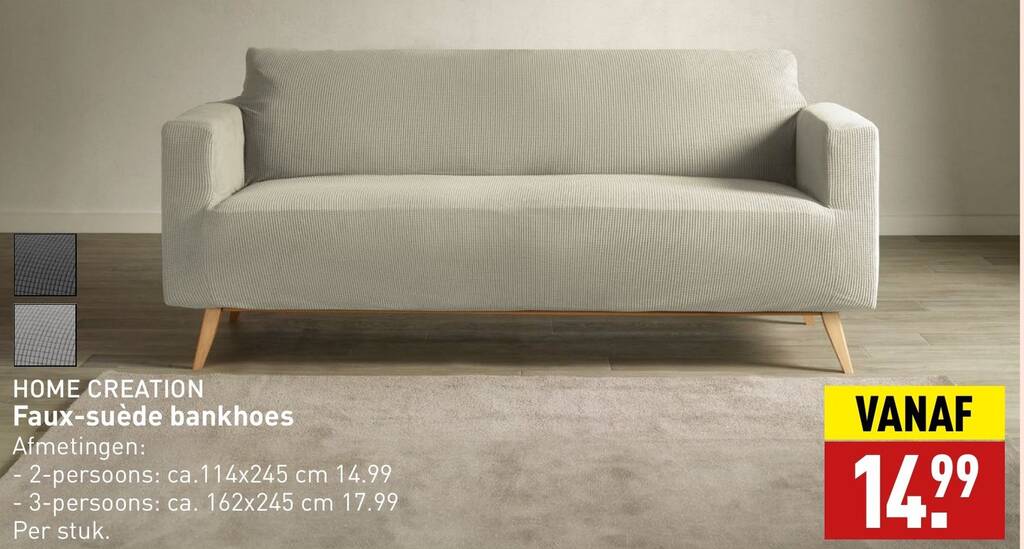 HOME CREATION Faux-suède bankhoes aanbieding bij ALDI