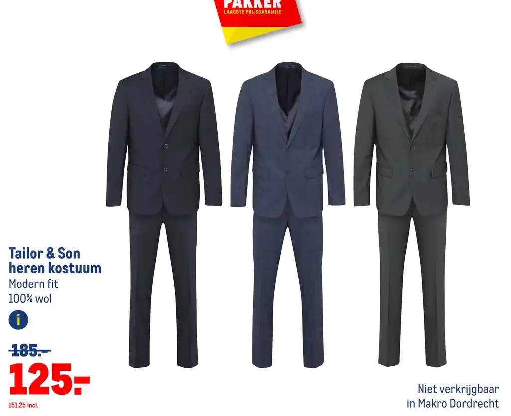 Tailor & son heren kostuum aanbieding bij Makro