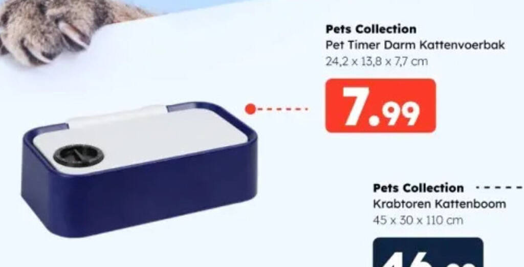 Pets Collection Pet Timer Darm Kattenvoerbak 24,2 x 13,8 x 7,7 cm ...