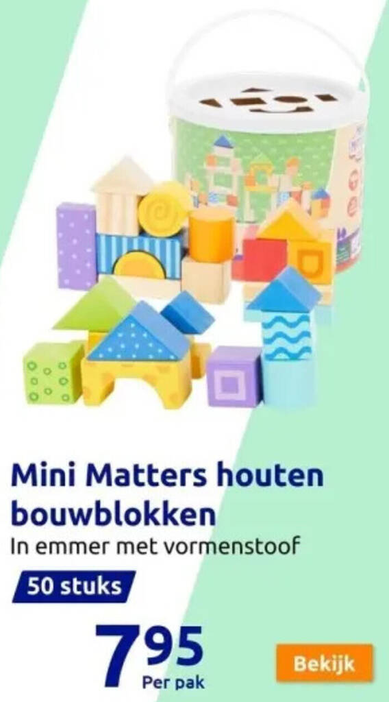 Mini Matters houten bouwblokken 50 stuks aanbieding bij Action