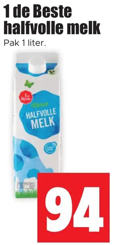 1 de Beste halfvolle melk Pak 1 liter. aanbieding bij Dirk