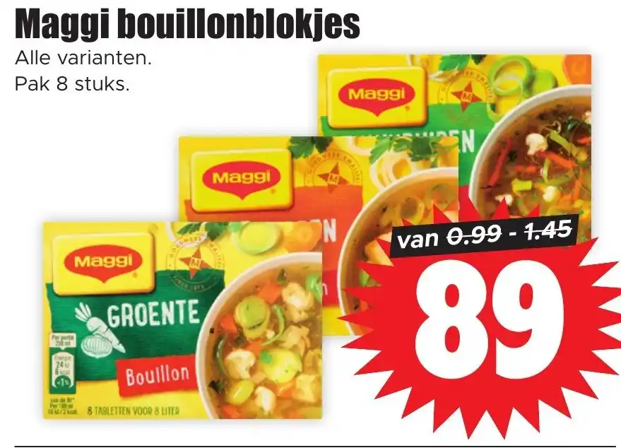Maggi bouillonblokjes Pak 8 stuks. aanbieding bij Dirk