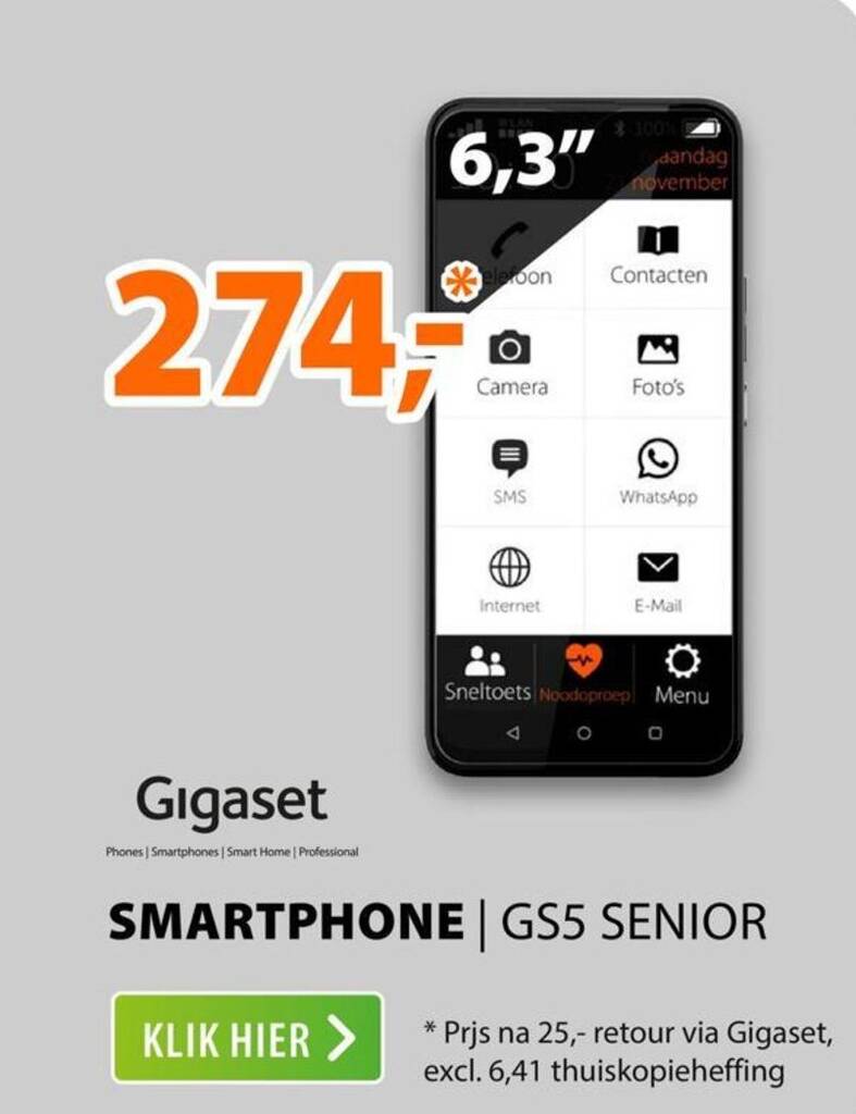 Gigaset SMARTPHONE | GS5 SENIOR aanbieding bij Expert