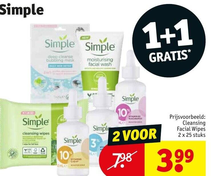 Simple 1+1 Gratis aanbieding bij Kruidvat