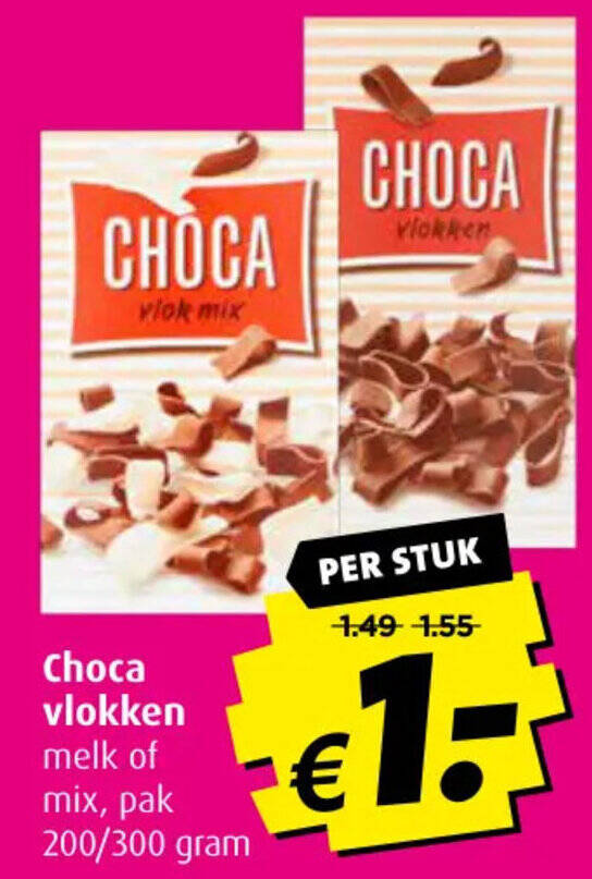 Choca vlokken melk of mix, pak 200/300 gram aanbieding bij Boni