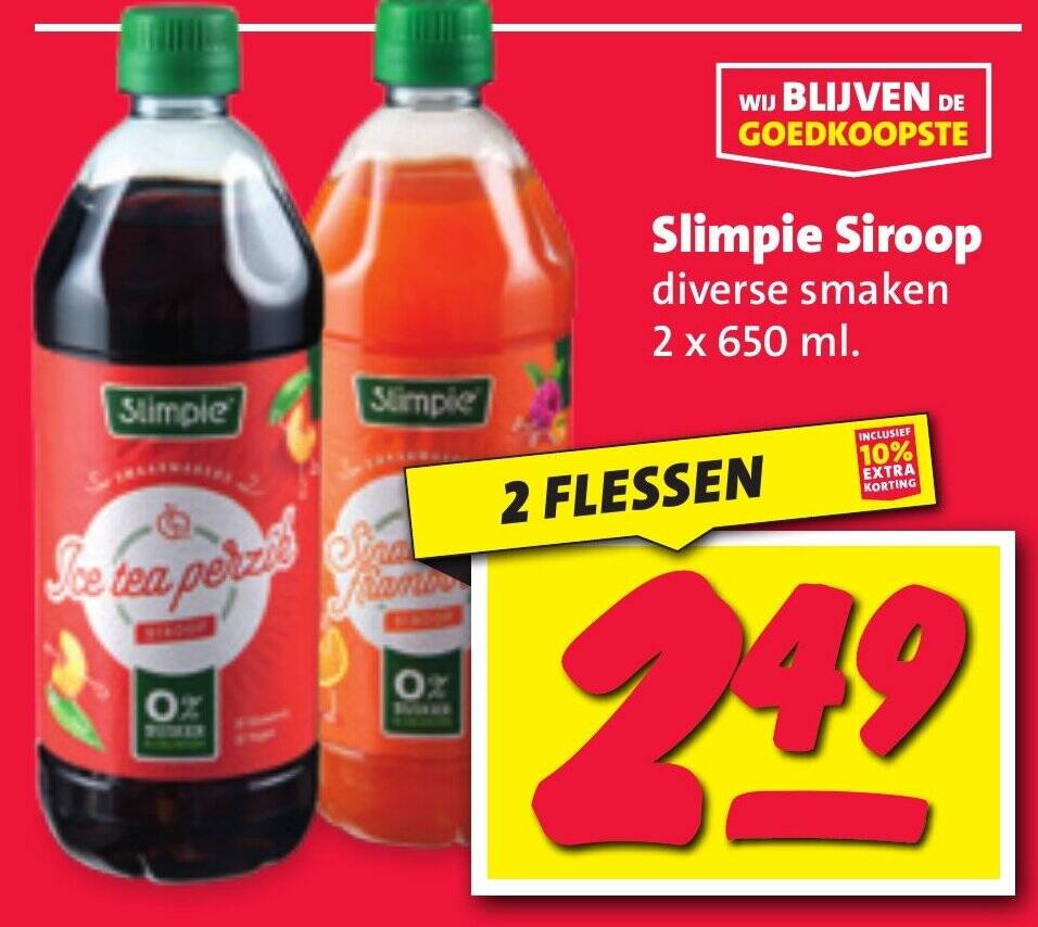 Slimpie Siroop 2x 650ml aanbieding bij Nettorama