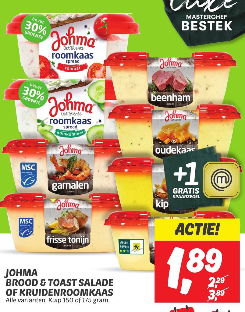 JOHMA BROOD & TOAST SALADE OF KRUIDENROOMKAAS aanbieding bij Dekamarkt
