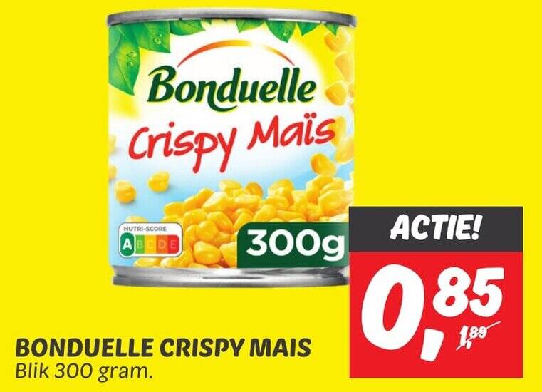 BONDUELLE CRISPY MAIS Blik 300 gram. aanbieding bij Dekamarkt