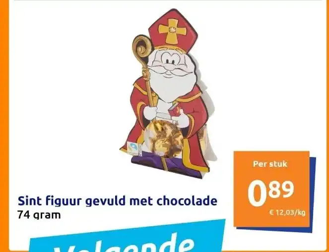 Sint figuur gevuld met chocolade aanbieding bij Action