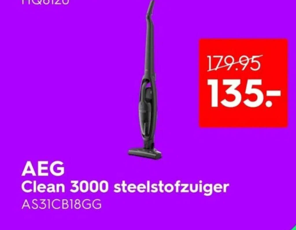 AEG Clean 3000 steelstofzuiger AS31CB18GG aanbieding bij HEMA