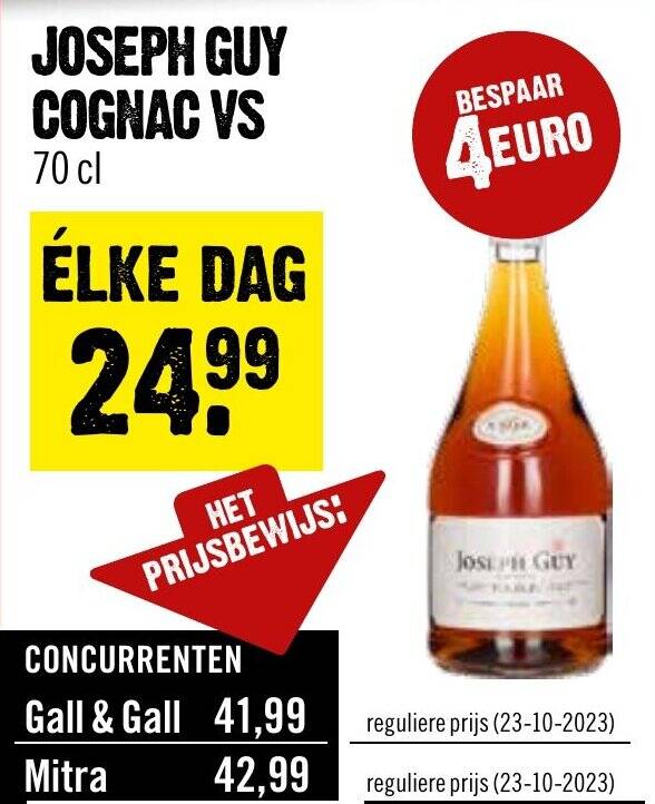 JOSEPH GUY COGNAC VS 70 cl aanbieding bij Dirck 3