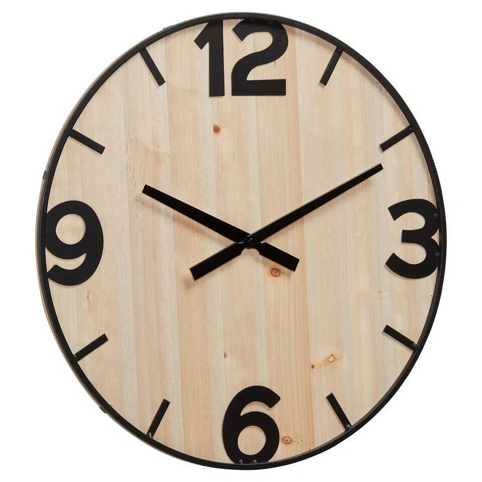 Klok murton zwart naturel aanbieding bij Kwantum