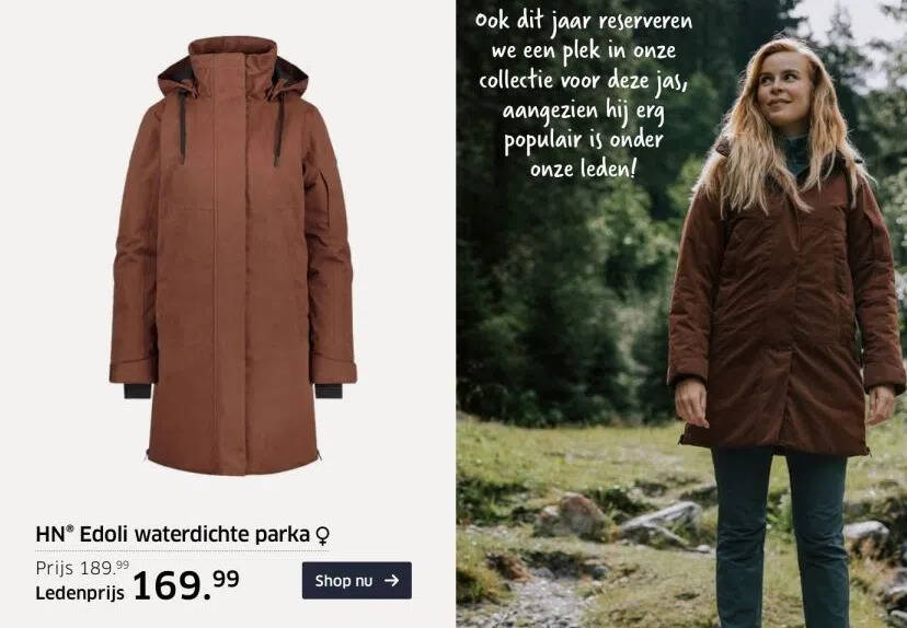 HN Edoli waterdichte parka aanbieding bij ANWB