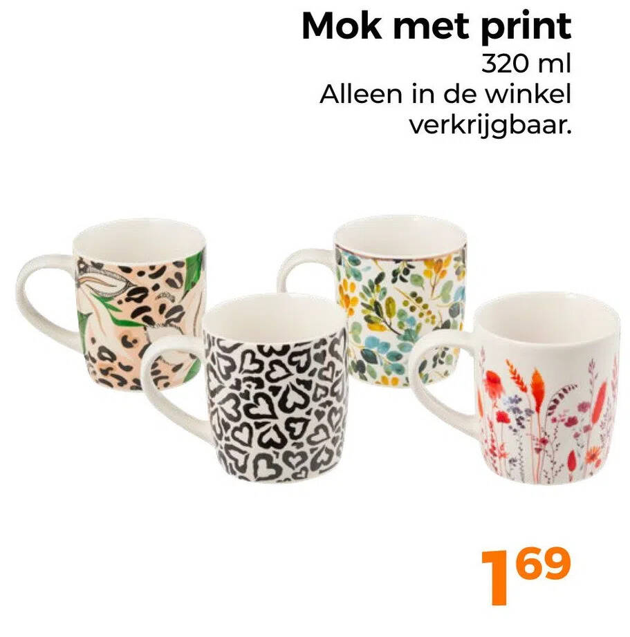 Mok met print aanbieding bij Trekpleister