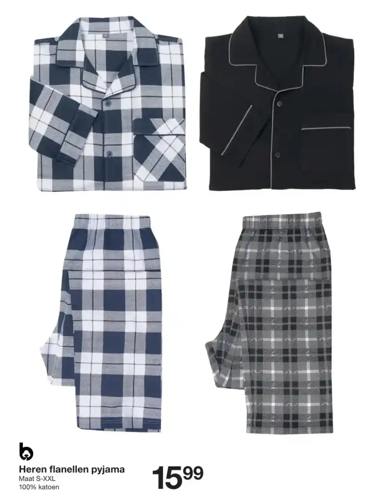 Heren flanellen pyjama S-XXL aanbieding bij Zeeman