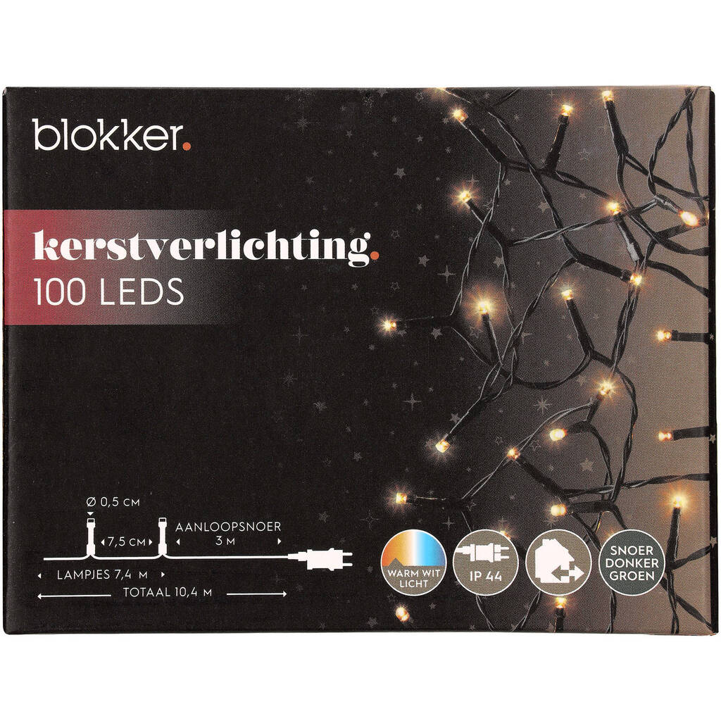 Blokker 100led kerstverlichting, warm wit binnen en buiten aanbieding ...