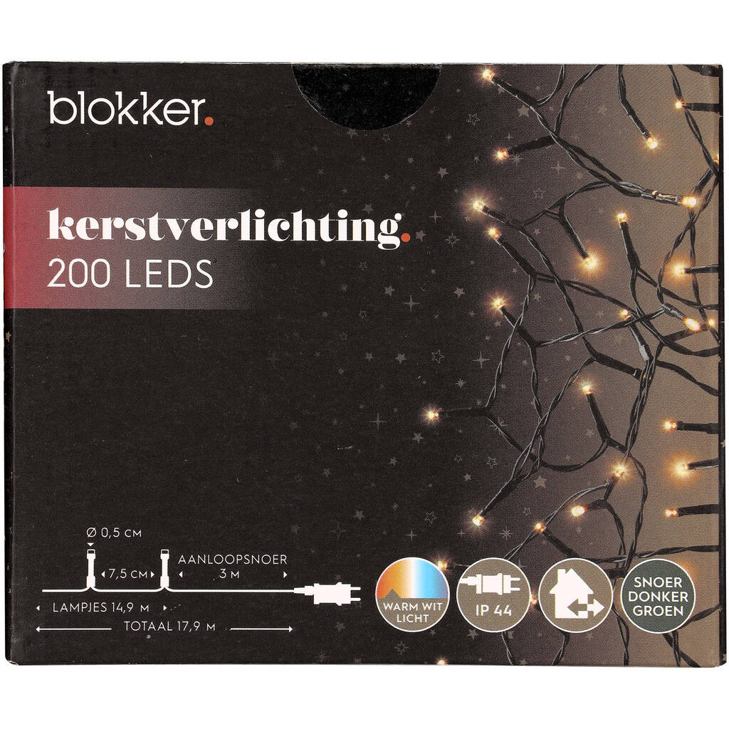 Blokker 200led kerstverlichting, warm wit binnen en buiten aanbieding ...