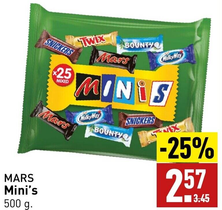 MARS Mini's 500 g aanbieding bij ALDI