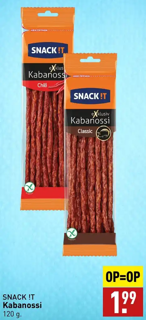 SNACK !T Kabanossi 120 g aanbieding bij ALDI