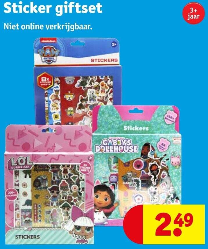 Sticker giftset aanbieding bij Kruidvat