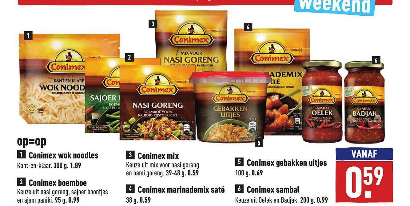 Conimex Wok Noodles, Conimex Boemboe, Conimex Mix, Conimex Marinademix ...