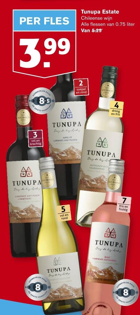 Tunupa Estate Chileense wijn aanbieding bij Hoogvliet