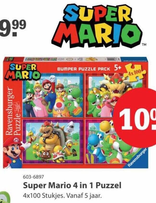Super Mario 4 in 1 Puzzel aanbieding bij Marskramer