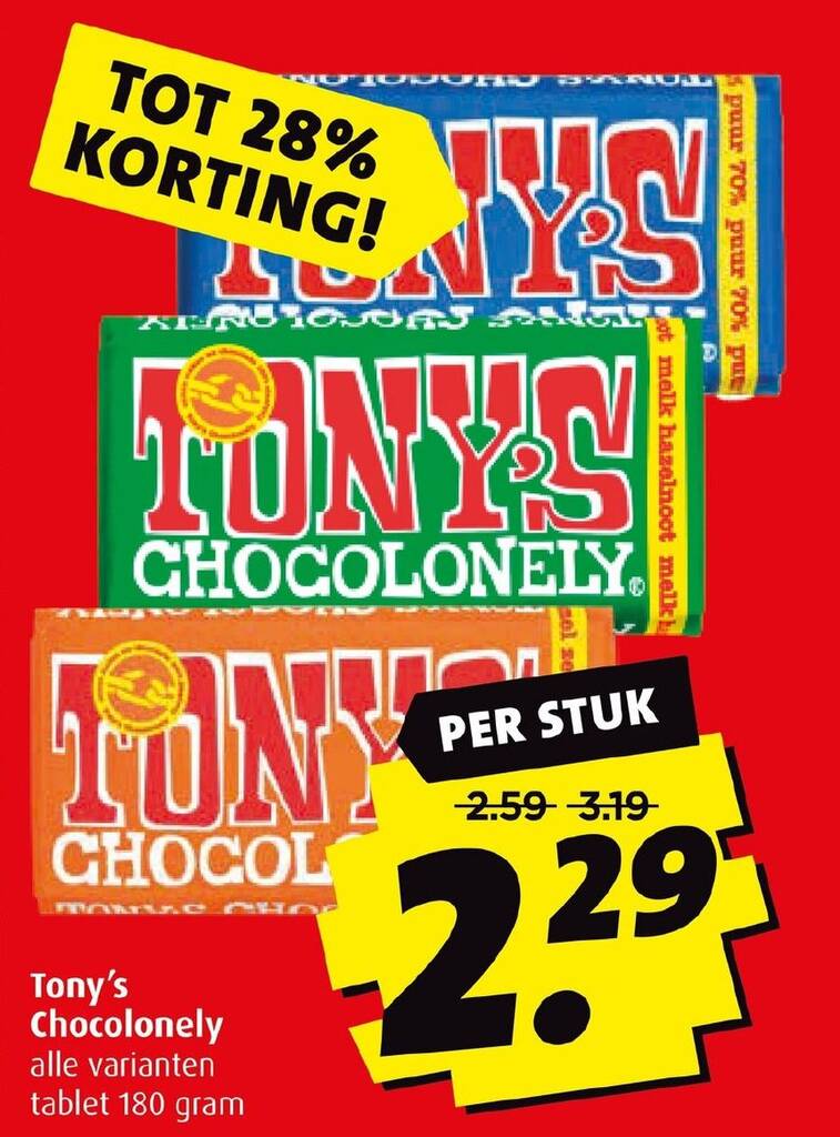 Tony's Chocolonely 180 gram aanbieding bij Boni