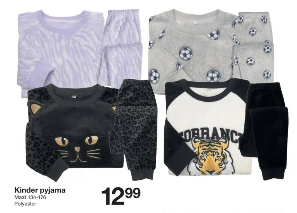Kinder pyjama Maat 134-176 aanbieding bij Zeeman