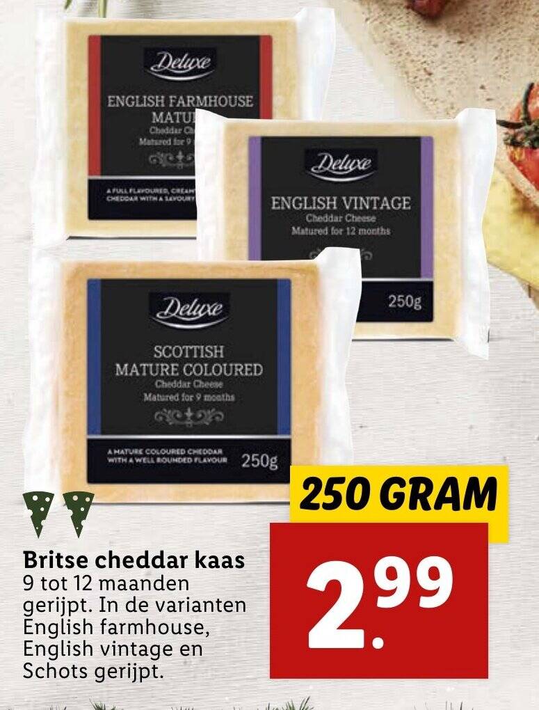 Britse cheddar kaas 250 gram aanbieding bij Lidl