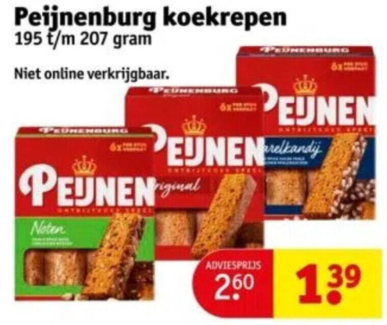 Peijnenburg koekrepen 195 t/m 207 gram aanbieding bij Kruidvat