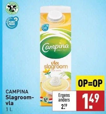 Campina slagroom vla aanbieding bij ALDI