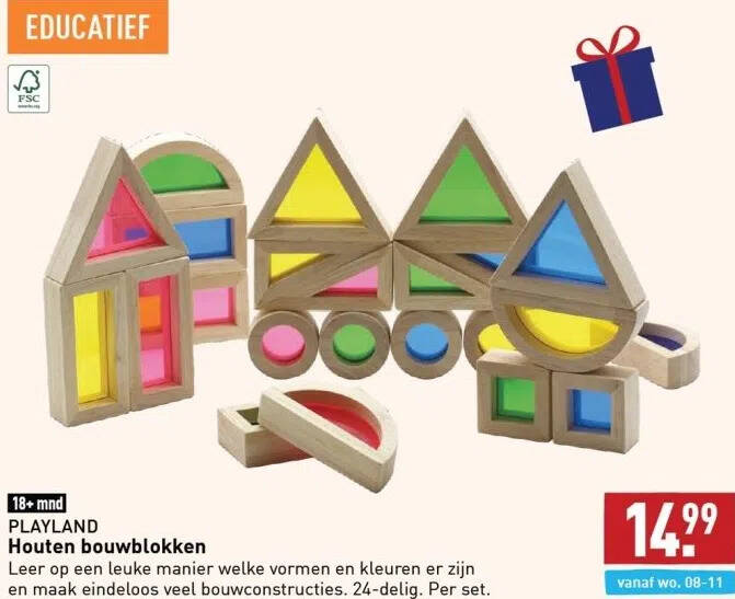 Houten bouwblokken aanbieding bij ALDI