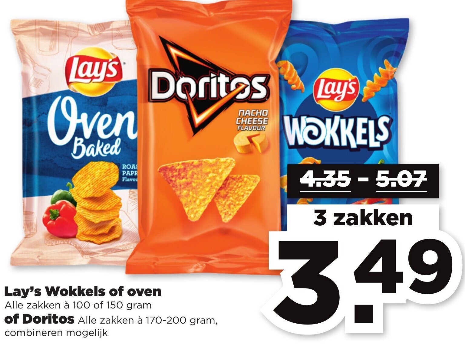 Lay's Wokkels of oven of Doritos aanbieding bij PLUS