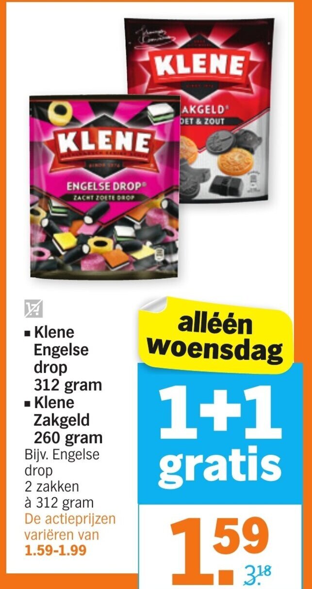 Klene engelse drop 312g aanbieding bij Albert Heijn