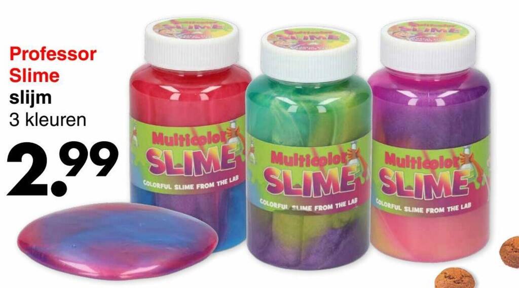 Professor Slime slijm 3 kleuren aanbieding bij Wibra