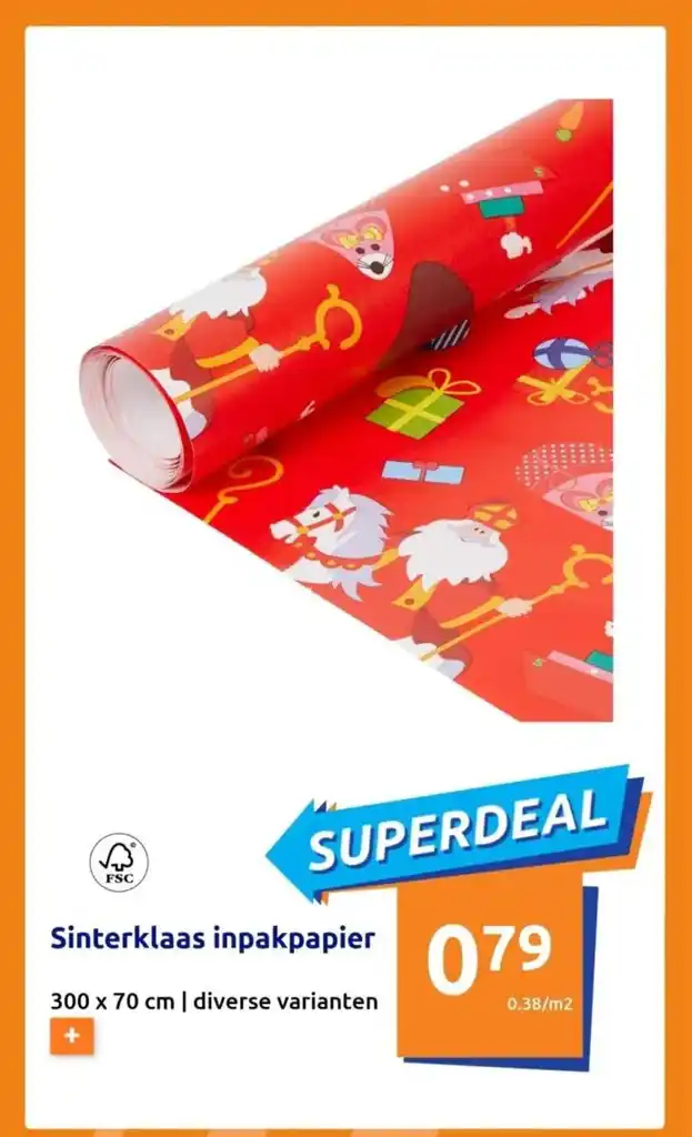 Sinterklaas inpakpapier 300 x 70 cm | diverse varianten aanbieding bij ...