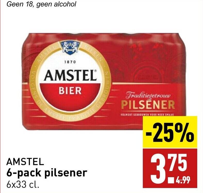 AMSTEL 6-pack pilsener 6x33 cl aanbieding bij ALDI