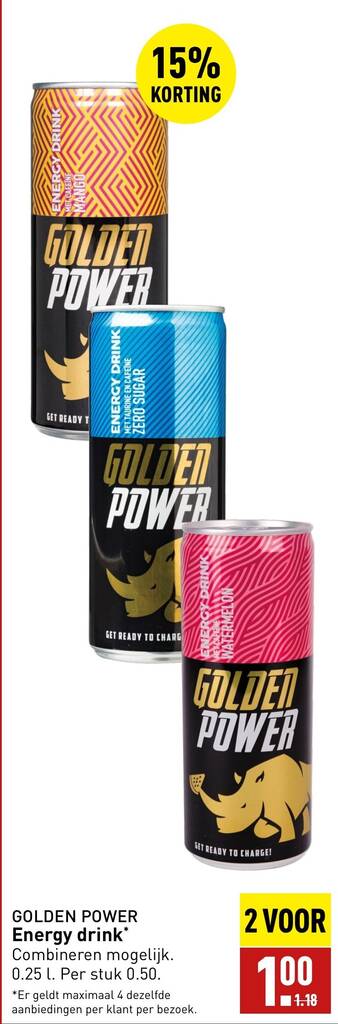GOLDEN POWER Energy drink aanbieding bij ALDI