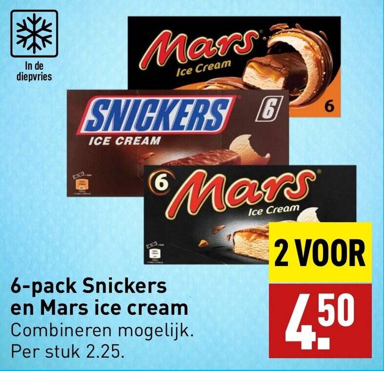 6-pack Snickers en Mars ice cream aanbieding bij ALDI