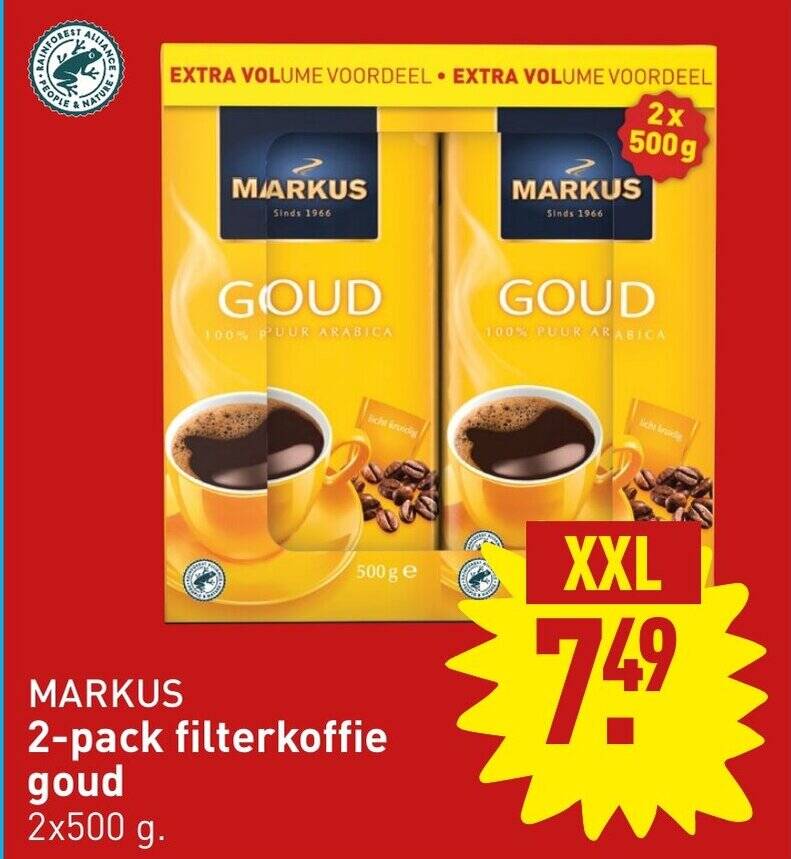 MARKUS 2-pack filterkoffie goud 2x500 g aanbieding bij ALDI