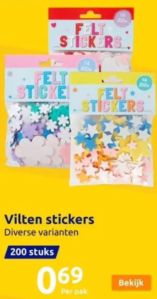 Vilten stickers aanbieding bij Action