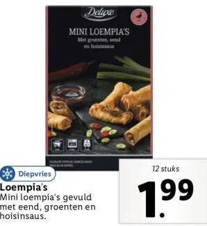 Diepvries loempia's mini loempia's gevuld met eend, groenten en ...
